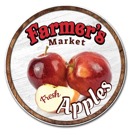 Signmission Farmers Market Apples Circle Corrugated Plastic Sign, C-24 ...