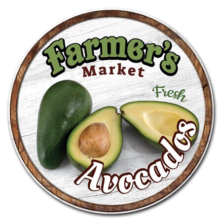 Signmission Farmers Market Avocados Circle Corrugated Plastic Sign, C ...