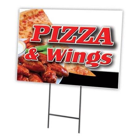 Signmission Pizza & Wings Yard Sign & Stake outdoor plastic coroplast ...