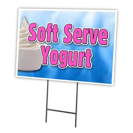 Signmission Soft Serve Yogurt Yard Sign & Stake outdoor plastic ...