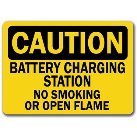 Signmission Caution Sign-Battery Charging Station No Smoking Flames ...