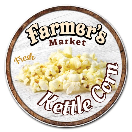 Signmission Farmers Market Kettle Corn Circle Corrugated Plastic Sign ...