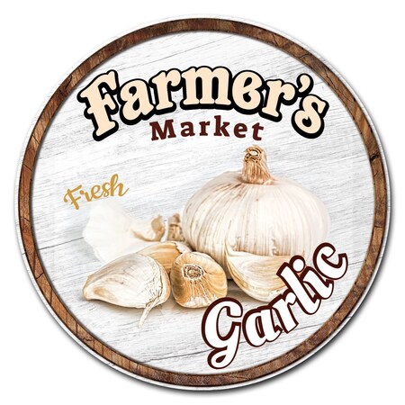 Signmission Farmers Market Garlic Circle Corrugated Plastic Sign, C-16 ...