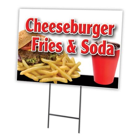 Signmission Cheeseburger Fries Soda Yard & Stake outdoor plastic ...