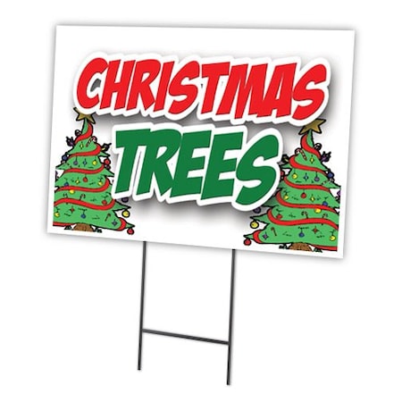 Signmission Christmas Trees Yard Sign & Stake outdoor plastic coroplast ...