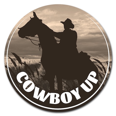 Signmission Cowboy Up Circle Vinyl Laminated Decal D-12-CIR-Cowboy Up ...
