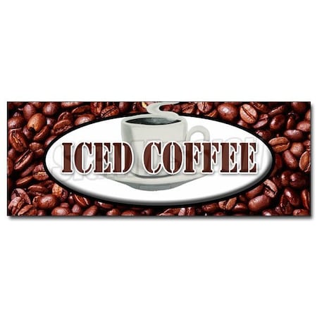 Signmission ICED COFFEE DECAL sticker fresh brewed cold ice latte mocha ...