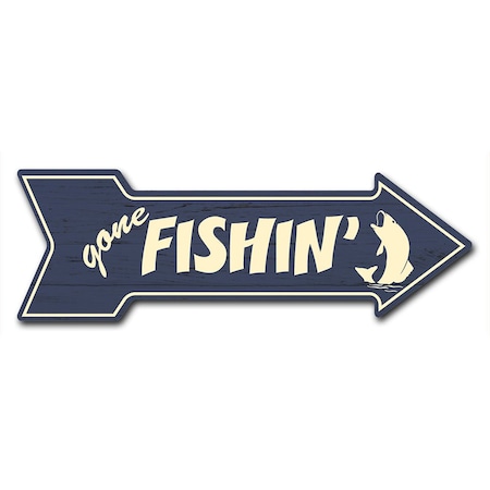 Signmission Gone Fishin Arrow Decal Funny Home Decor 36in Wide D-A-12 ...