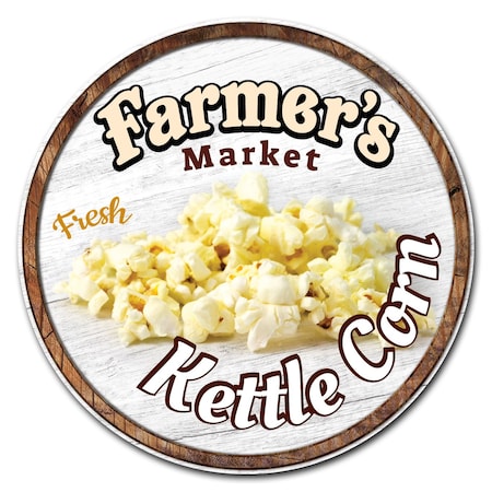 Signmission Farmers Market Kettle Corn Circle Vinyl Laminated Decal, D ...
