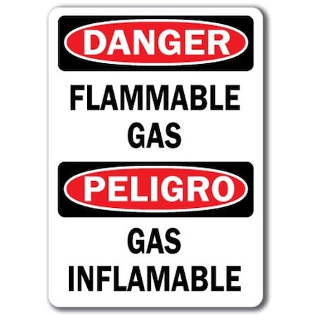 Signmission Safety Sign, 14 in Height, Plastic, Flammable Gas Bilingual ...