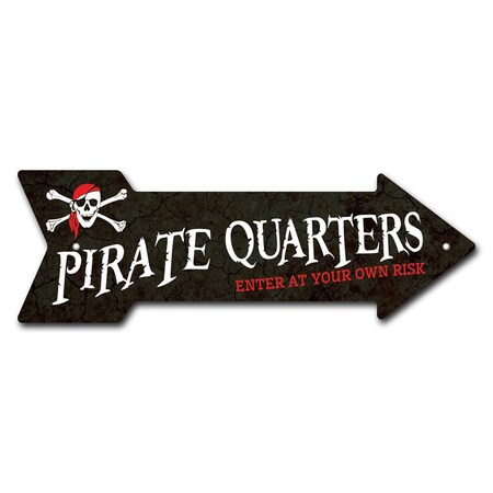 Signmission Pirate Quarters Arrow Sign Funny Home Decor 18in Wide P ...