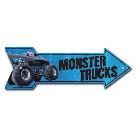 Signmission Monster Trucks Arrow Sign Funny Home Decor 24in Wide P ...