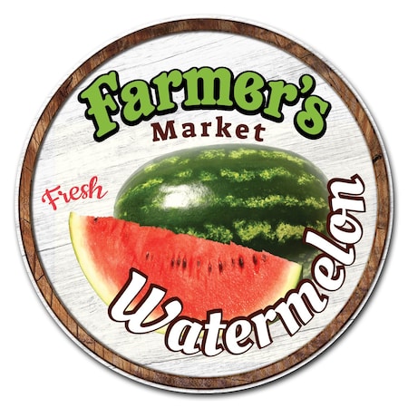 Signmission Farmers Market Watermelon Circle Vinyl Laminated Decal, D ...