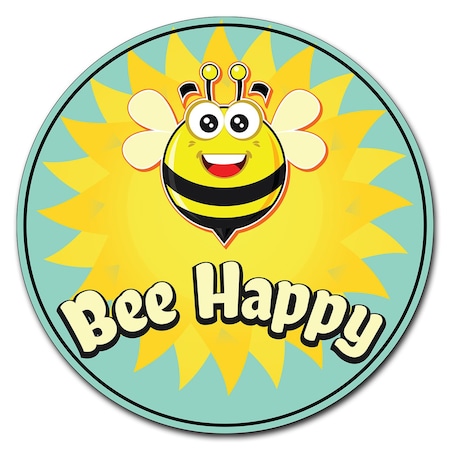 Signmission Bee Happy Circle Vinyl Laminated Decal D-48-CIR-Bee Happy ...