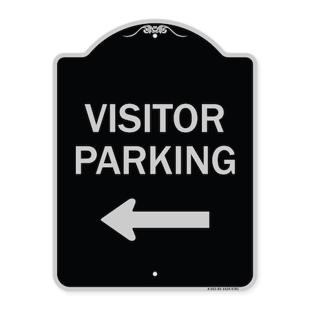 Signmission Designer Series-Visitor Parking Left, Black & Silver Heavy ...