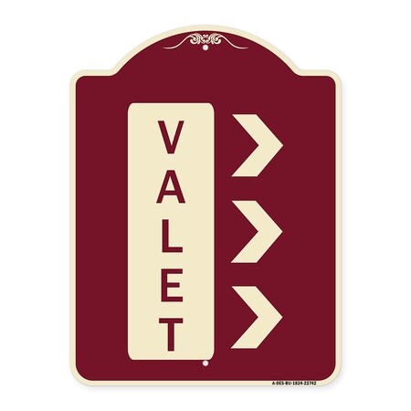 Signmission Designer Series Valet Right Arrow, Burgundy Heavy-Gauge ...