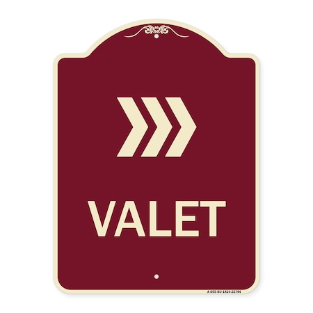 Signmission Designer Series Valet Right Arrow, Burgundy Heavy-Gauge ...