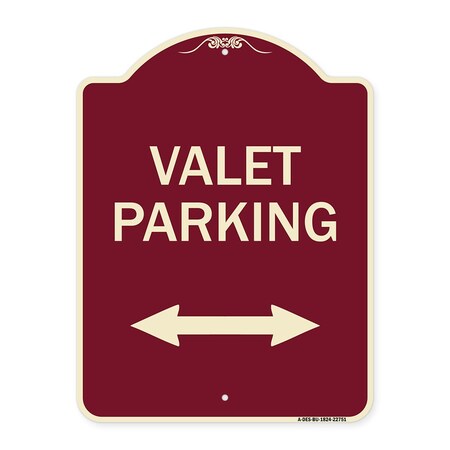 Signmission Valet Parking W/ Bidirectional Arrow Heavy-Gauge Aluminum ...
