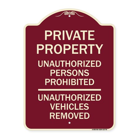 Signmission Unauthorized Persons Prohibited Unauthorized Vehicles ...