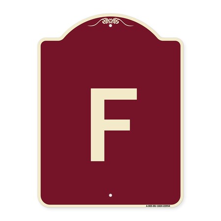 Signmission Designer Series Sign W/ Letter F, Burgundy Heavy-Gauge ...