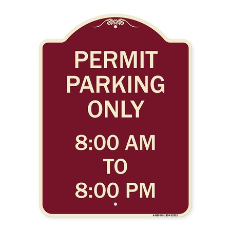 Signmission Permit Parking 8-00 Am to 8-00 Pm Heavy-Gauge Aluminum ...