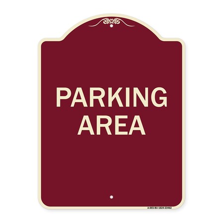Signmission Designer Series Sign-Parking Area, Burgundy Heavy-Gauge ...