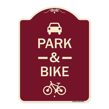 Signmission Park & Ride With Bicycle Graphic Heavy-Gauge Aluminum ...