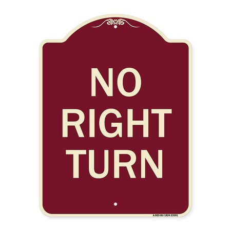 Signmission Designer Series Sign-No Right Turn, Burgundy Heavy-Gauge ...
