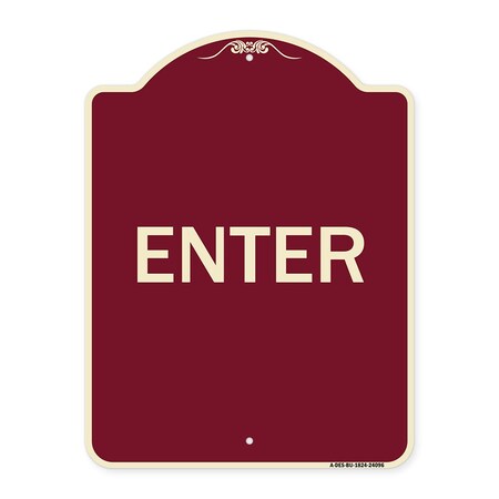 Signmission Designer Series Sign Enter Sign Enter, Burgundy Heavy-Gauge ...