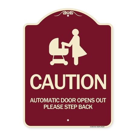 Signmission Caution Automatic Door Opens Out Please Step Back Heavy ...