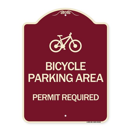 Signmission Bicycle Parking Area Permit Required W/ Graphic Heavy-Gauge ...