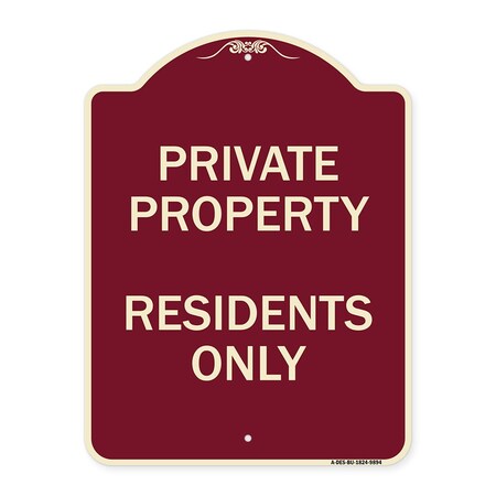 Signmission Designer Series Sign-Residents Only, Burgungy Heavy-Gauge ...