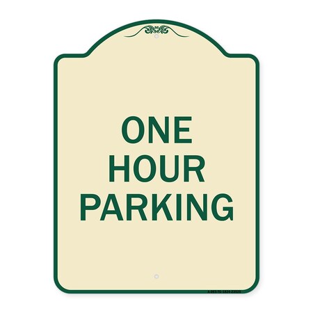 Signmission Designer Series One Hour Parking, Tan & Green Heavy-Gauge ...
