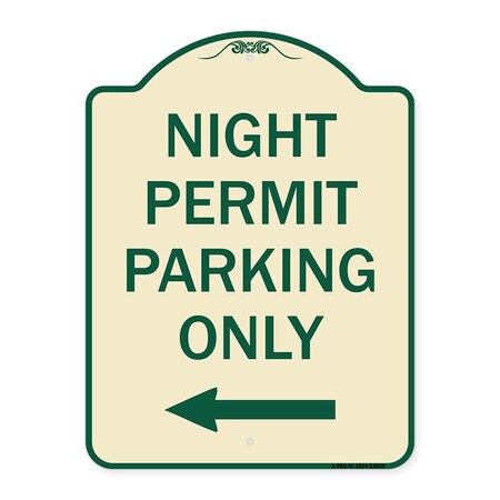 Signmission Night Permit Parking W/ Left Arrow Heavy-Gauge Aluminum ...
