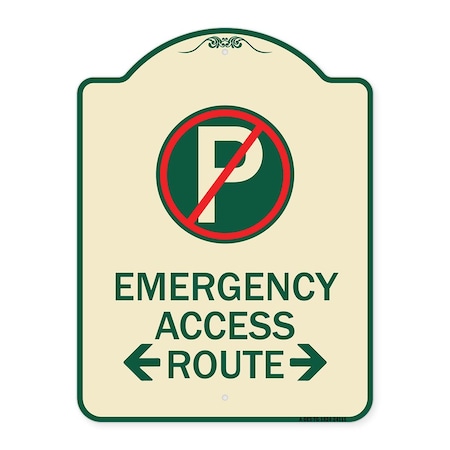 Signmission Emergency Access Route W/ Bidirectional Arrow Heavy-Gauge ...