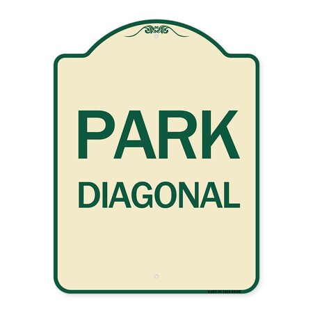 Signmission Designer Series Diagonal Parking 1, Tan & Green Heavy-Gauge ...