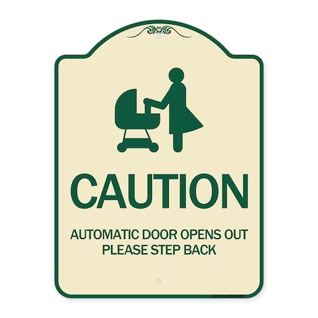 Signmission Caution Automatic Door Opens Out Please Step Back Heavy ...