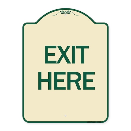 Signmission Designer Series Sign-Exit Here, Tan & Green Heavy-Gauge ...