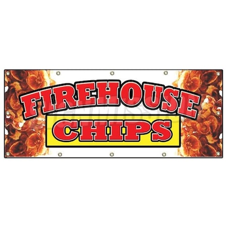 Signmission FIREHOUSE CHIPS BANNER SIGN chips restaurant snacks subs ...
