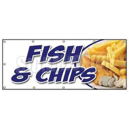 Signmission FISH & CHIPS BANNER SIGN cod haddock white deep fried chips ...