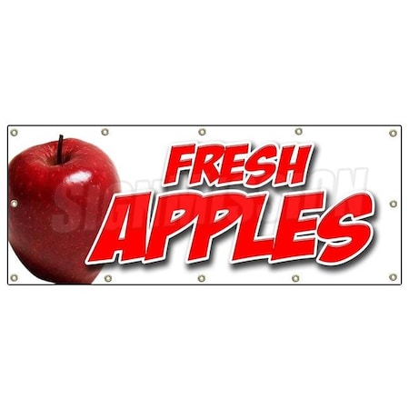Signmission FRESH APPLES BANNER SIGN apple fruit stand cart signs ...