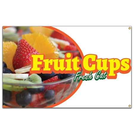 Signmission Fruit Cups Banner Concession Stand Food Truck Single Sided ...