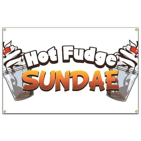 Signmission Hot Fudge Sundae Banner Concession Stand Food Truck Single ...