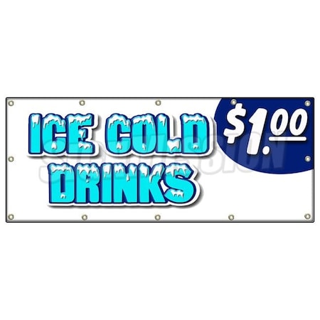 Signmission Ice Cold Drinks 1 Banner Heavy Duty 13 Oz Vinyl with ...