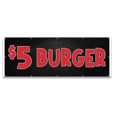Signmission $5 Burger Banner Concession Stand Food Truck Single Sided B ...