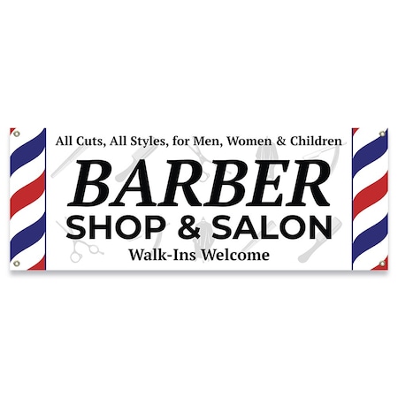 Signmission Barber Shop & Salon Walk-Ins Welcome Banner Concession ...
