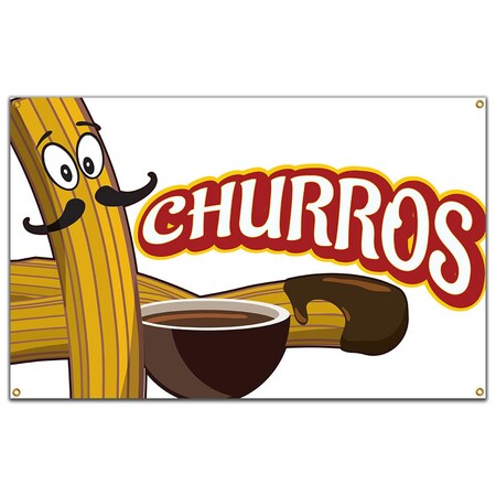Signmission Churros Banner Heavy Duty 13 Oz Vinyl with Grommets Single ...