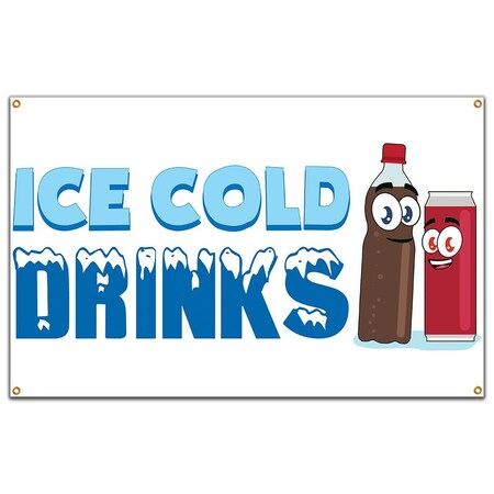 Signmission Ice Cold Drinks 3 Banner Heavy Duty 13 Oz Vinyl with ...