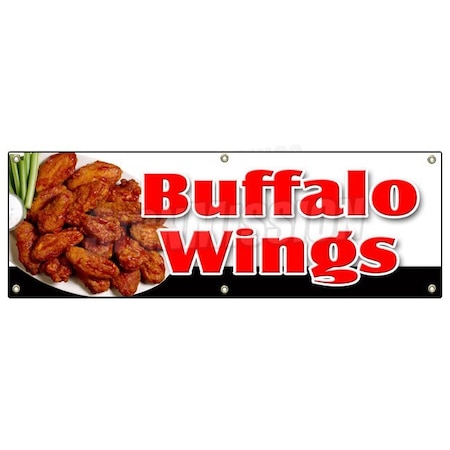 Signmission BUFFALO WINGS BANNER SIGN hot wings spicy bone wing sauce ...