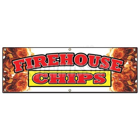 Signmission FIREHOUSE CHIPS BANNER SIGN chips restaurant snacks subs ...